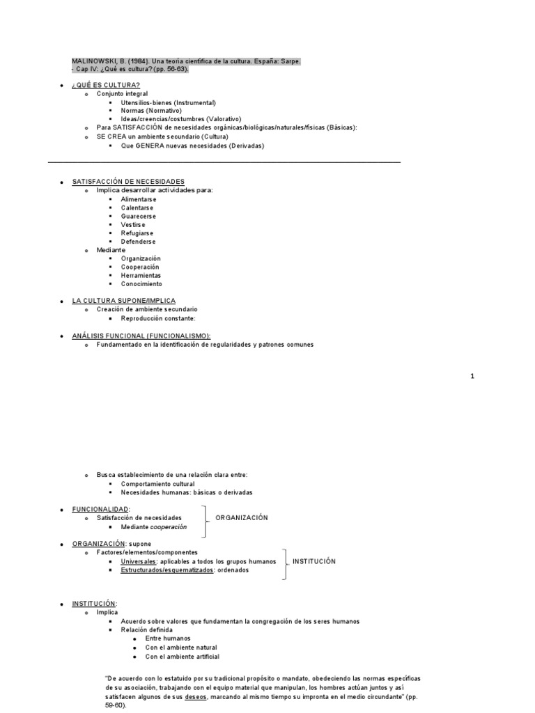 Esquema Malinowski | PDF | Institución | Comportamiento