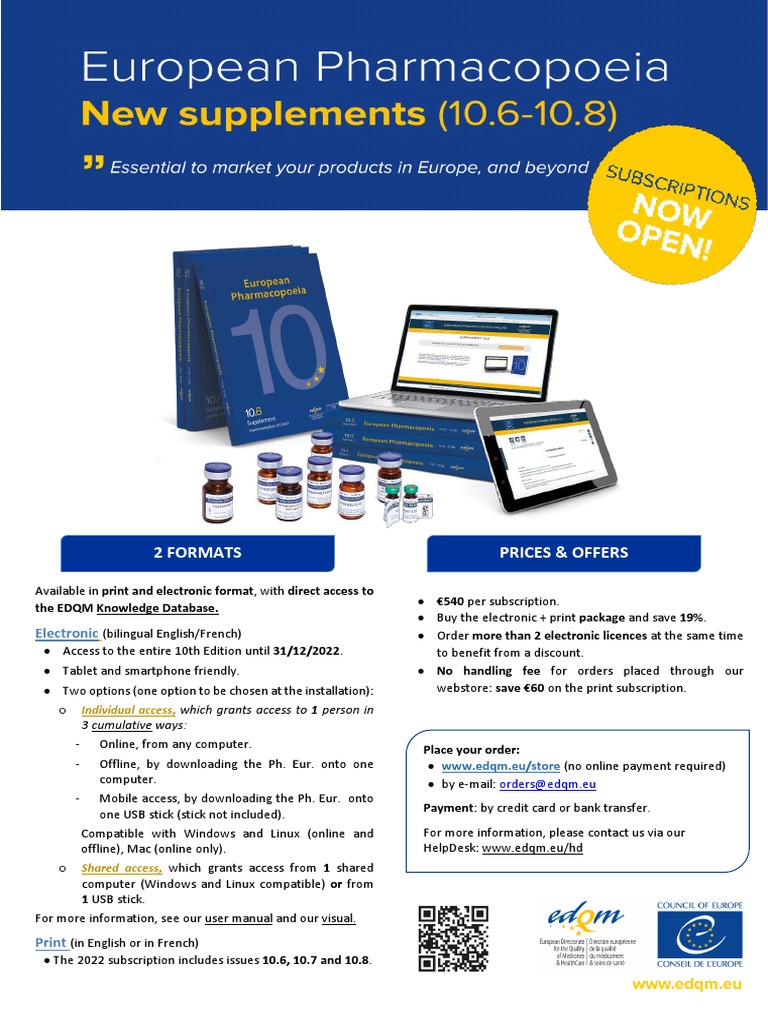 European Pharmacopoeia 10 Pricing Guide | PDF | Online And Offline ...