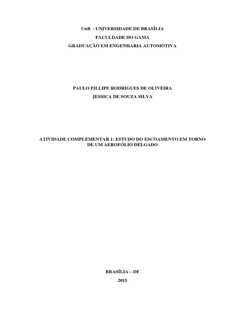 ESTUDO DO ESCOAMENTO EM TORNODE UM AEROFÓLIO DELGADO - Fillipe Oliveira ...