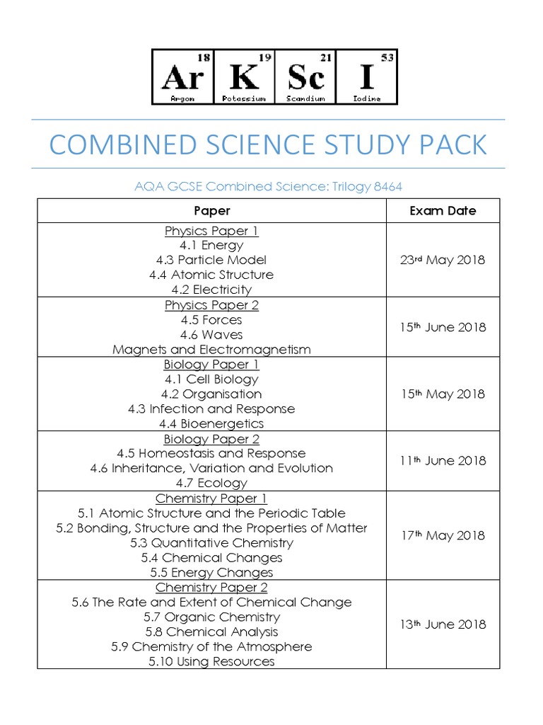 Combined Science Study Pack 1 | PDF | Force | Magnetic Field