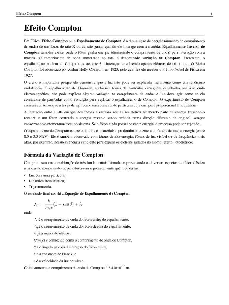Efeito Compton: A interação entre fótons e elétrons | PDF | Física ...