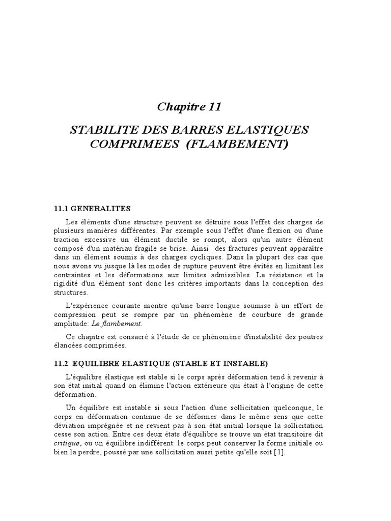 Flambement des barres élastiques | PDF | Flambage | Résistance des ...