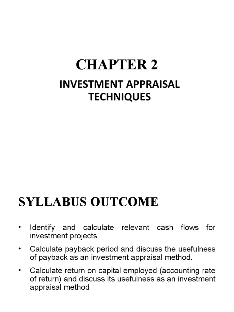 CHAPTER 2 - Investment Appraisal | PDF | Internal Rate Of Return | Net ...