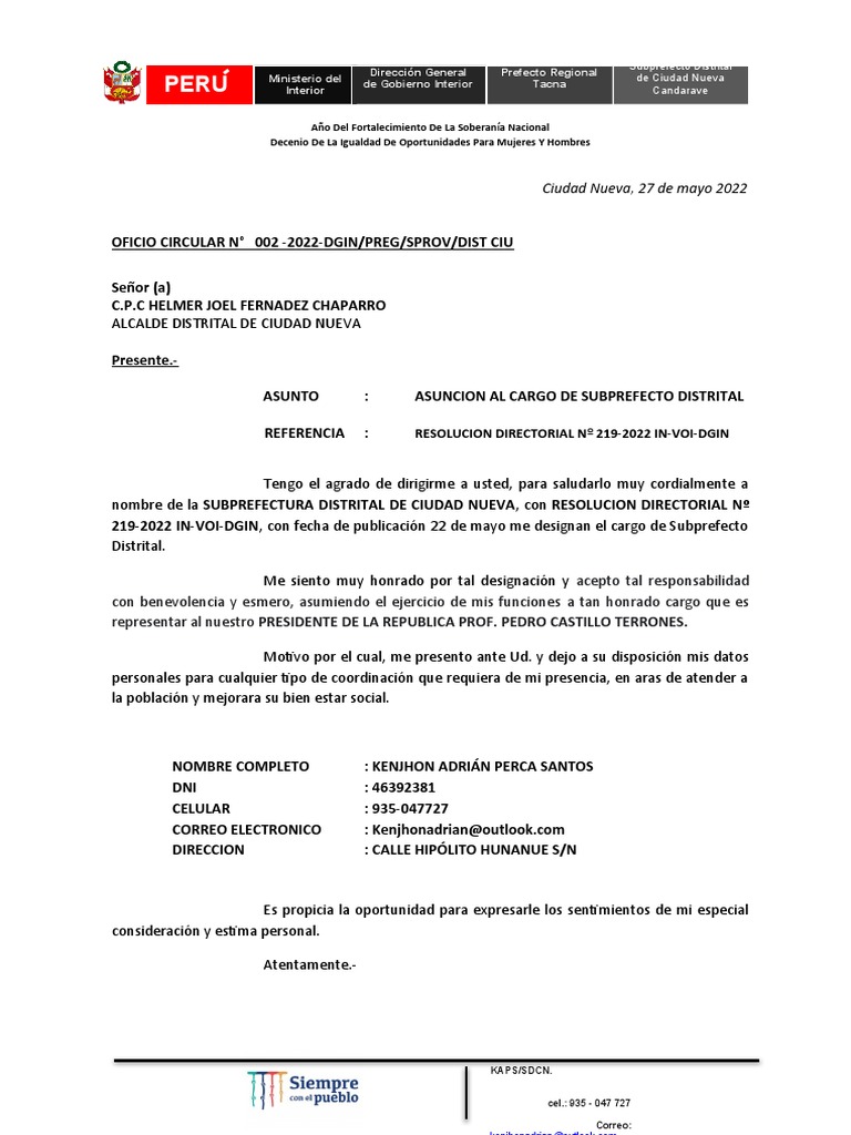 Oficio Circular # 01 - 2022 Asuncion | PDF | América del Sur | Gobierno