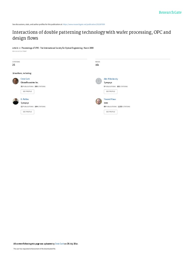 Interactions of Double Patterning Technology With | PDF | Photolithography | Lithography