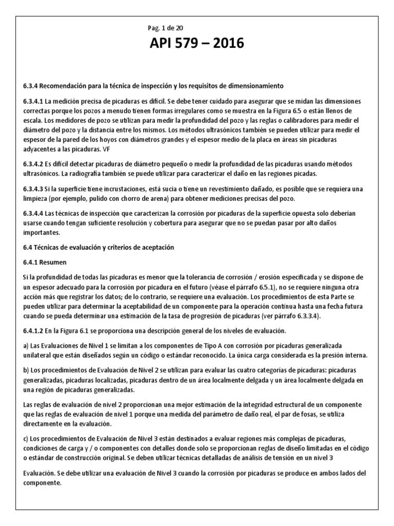 Api 579 - Criterio de Aceptacion Español | PDF | Estrés (Mecánica ...