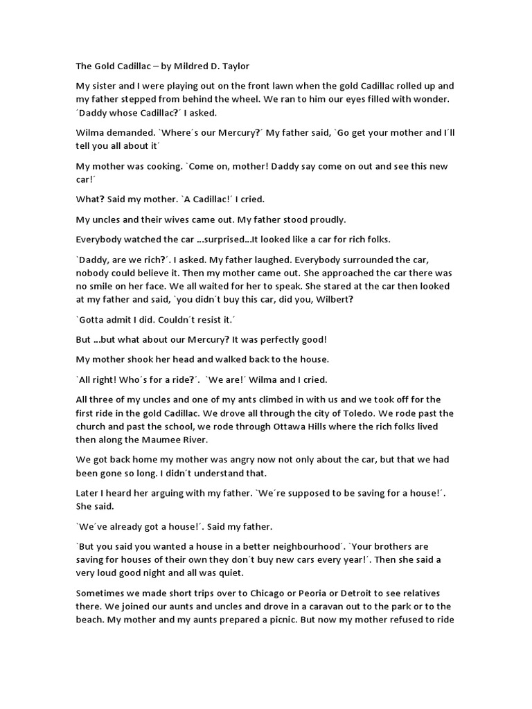 The Gold Cadillac | PDF