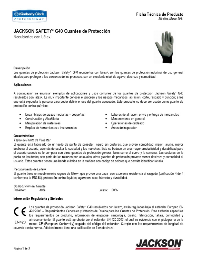 G40 Latex JS | PDF | Guante