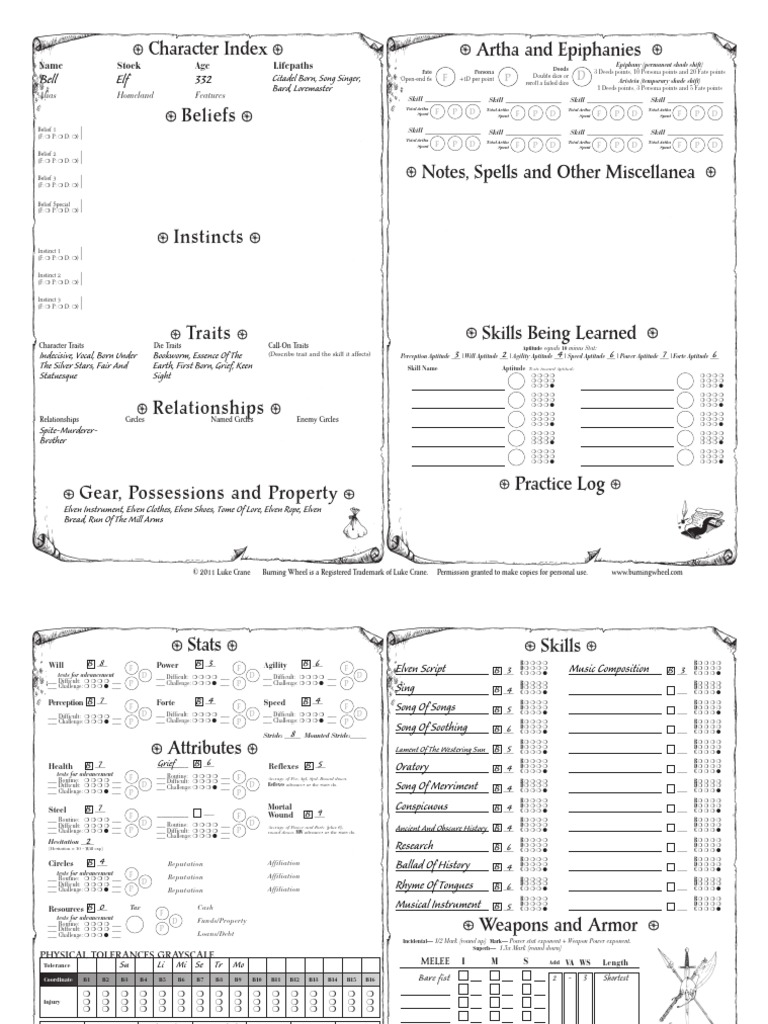 Bell Character Sheet | PDF