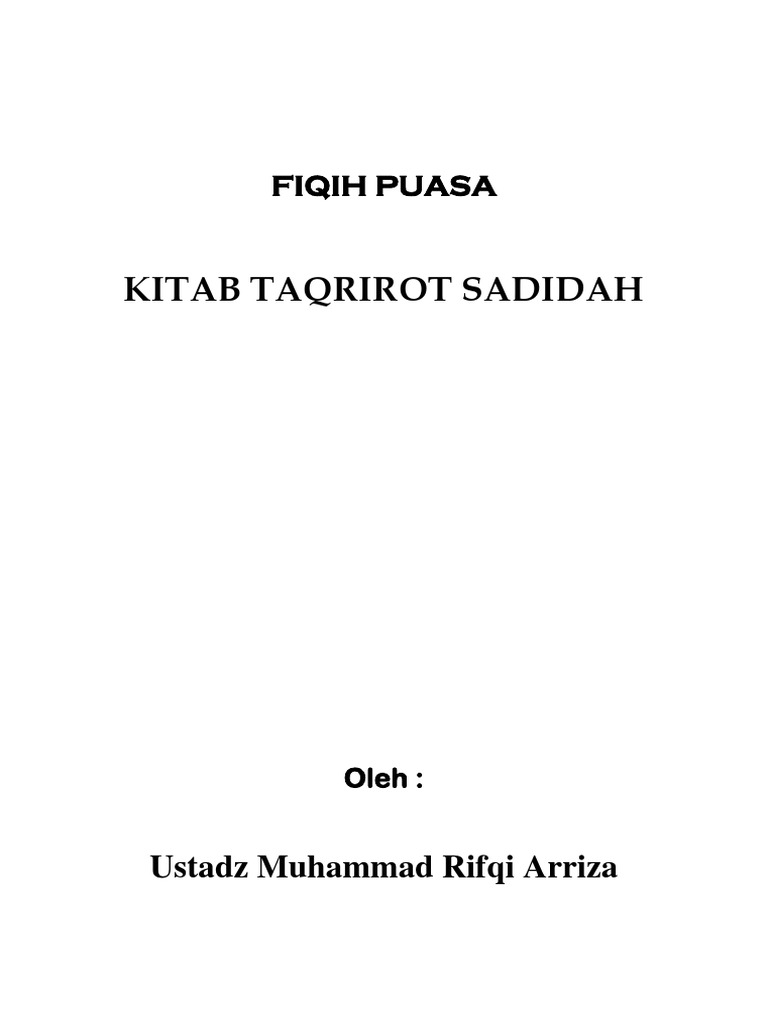 Fiqih Puasa dalam Taqrirot Sadidah | PDF