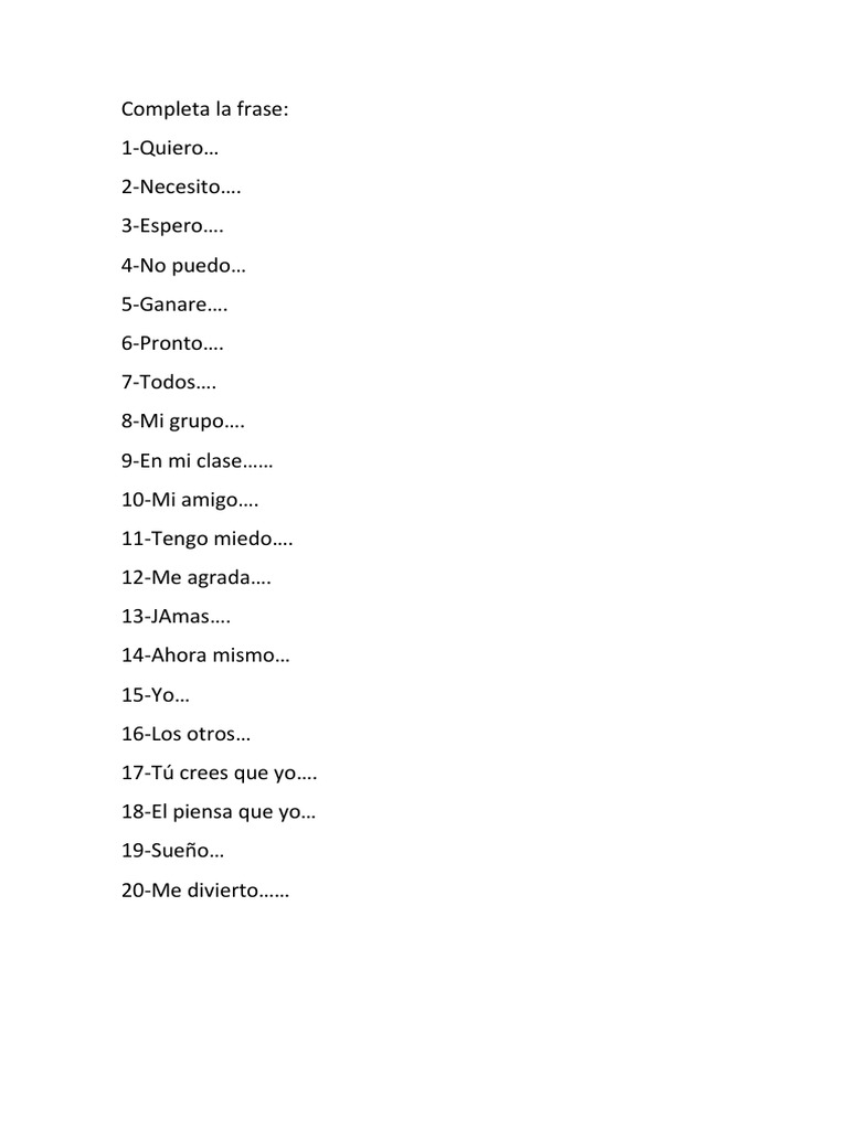 Completa La Frase | PDF | Juegos y actividades