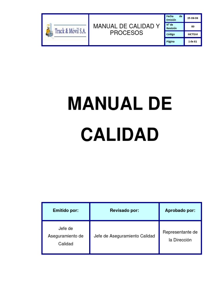 Manual de Control de Calidad | PDF | Calidad (comercial) | Gestión de ...