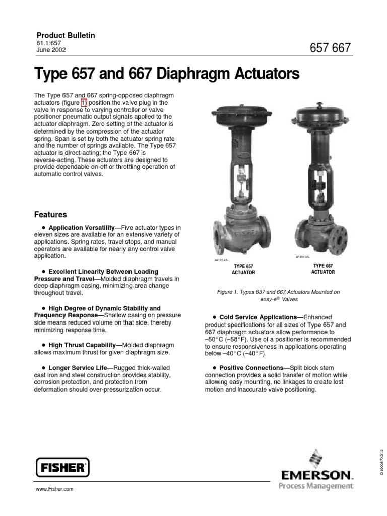 Bulletin Type 657&667 Diaphragm Actuators 2002 | PDF | Valve | Actuator