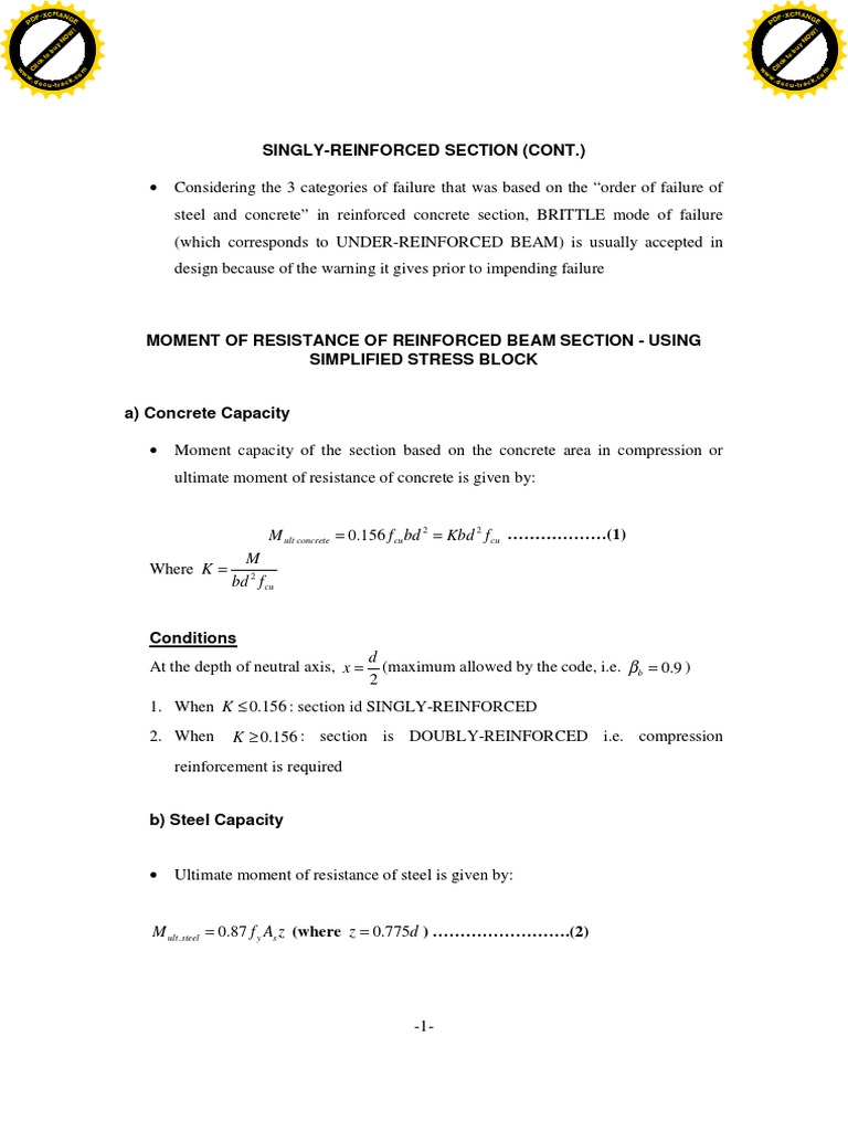 Solved Problems - Singly Reinforced | PDF | Beam (Structure) | Bending
