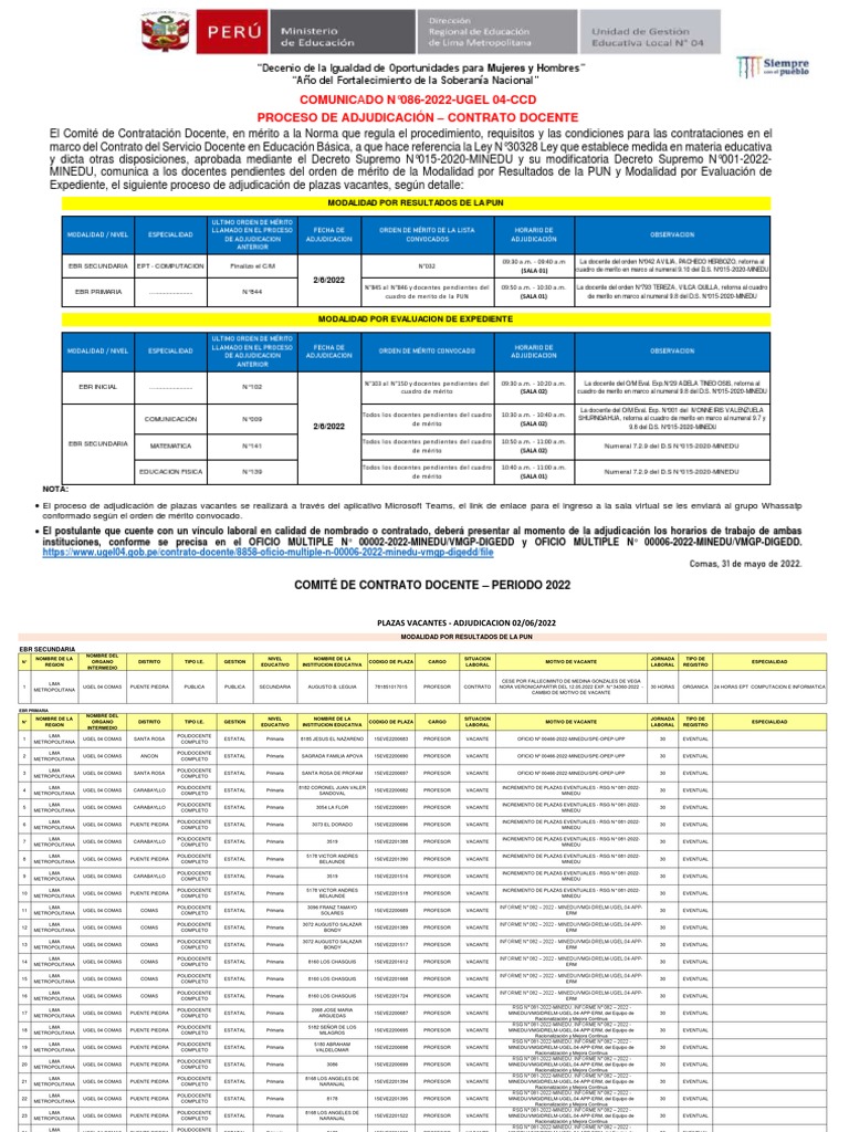 Comunicado 086-2022-CCD | PDF | Lima