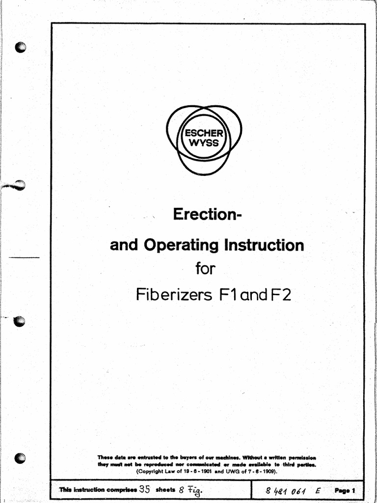 Manual - Escher Wyss - Fiberizer F1 Und F2 | PDF