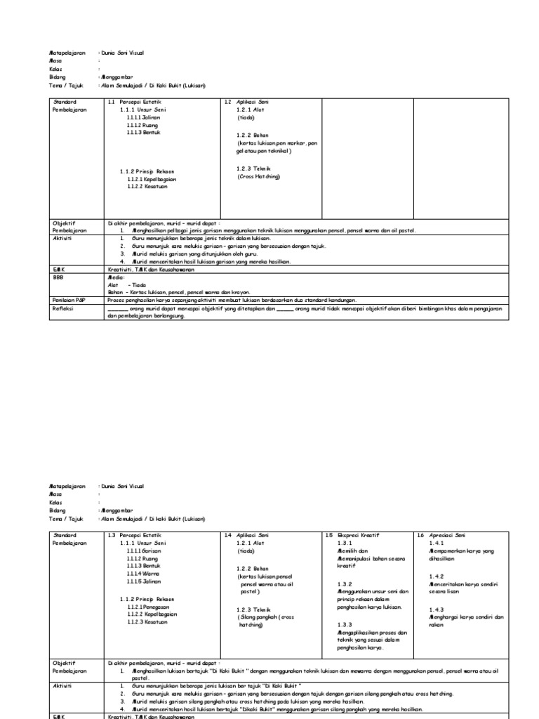 RPH Seni Tahun 5 | PDF