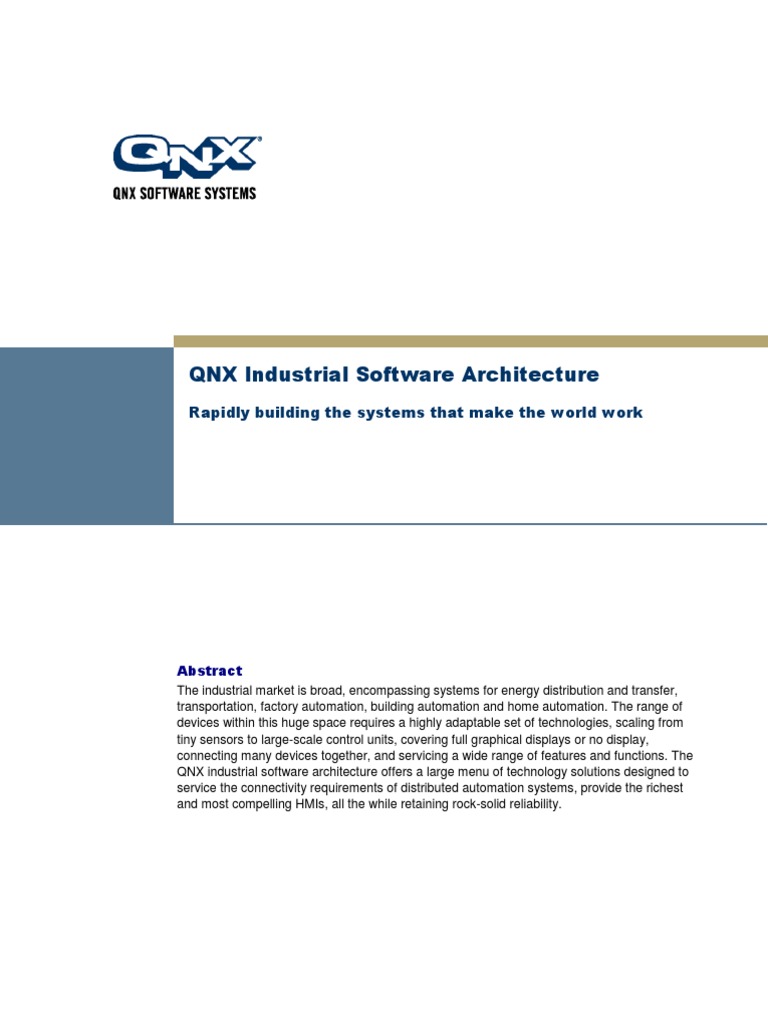 QNX Industrial Software Architecture | PDF | Embedded System | Operating System