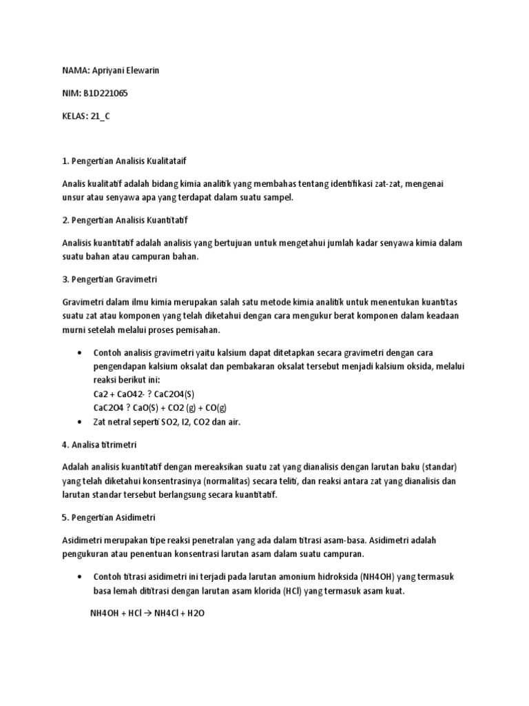 Kimia Analitik II. Tgs 1 | PDF | Sains & Matematika | Teknologi & Rekayasa