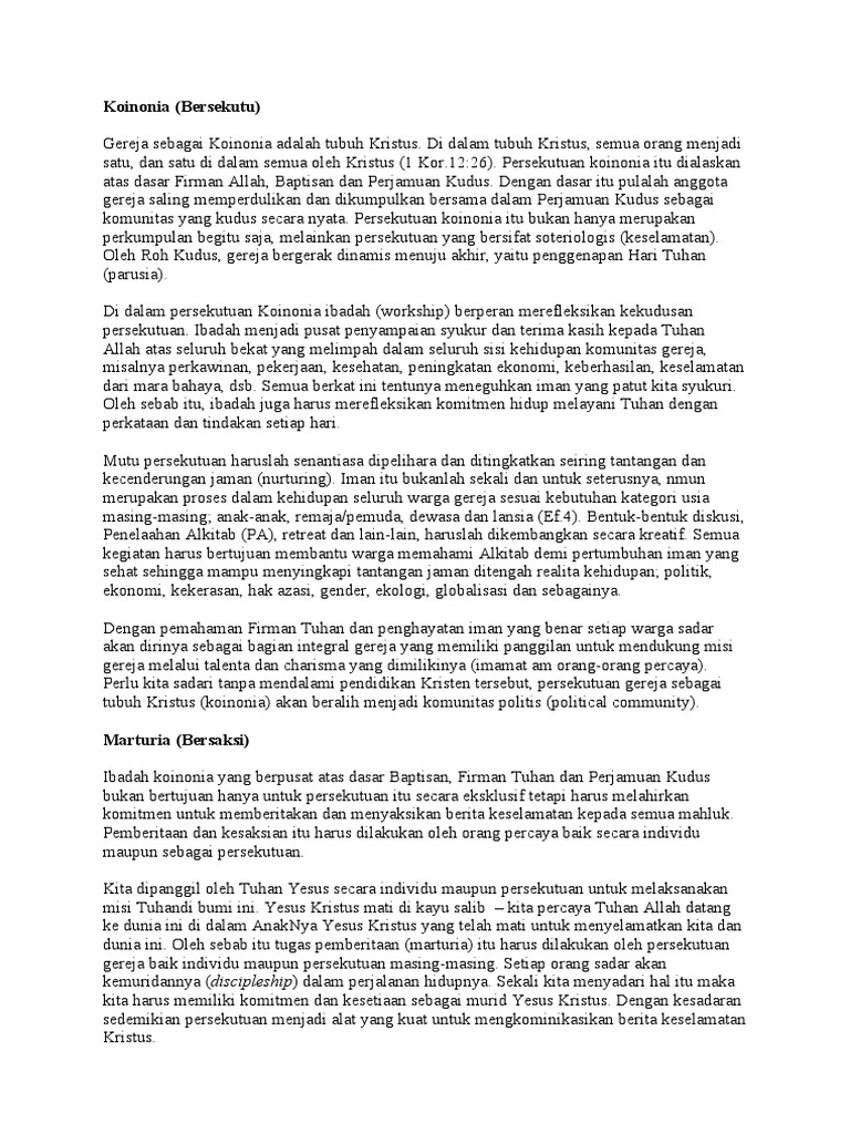 Bersekutu, Bersaksi Dan Melayani | PDF