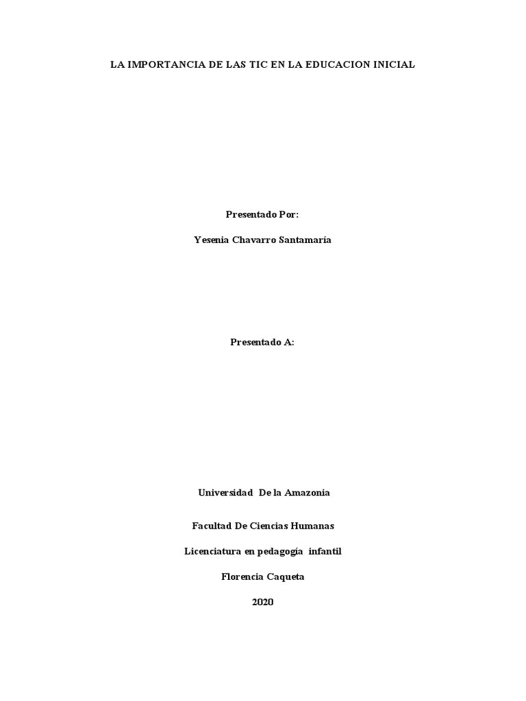 La Importancia De Las Tic En La Educacion Inicial Pdf Aprendizaje