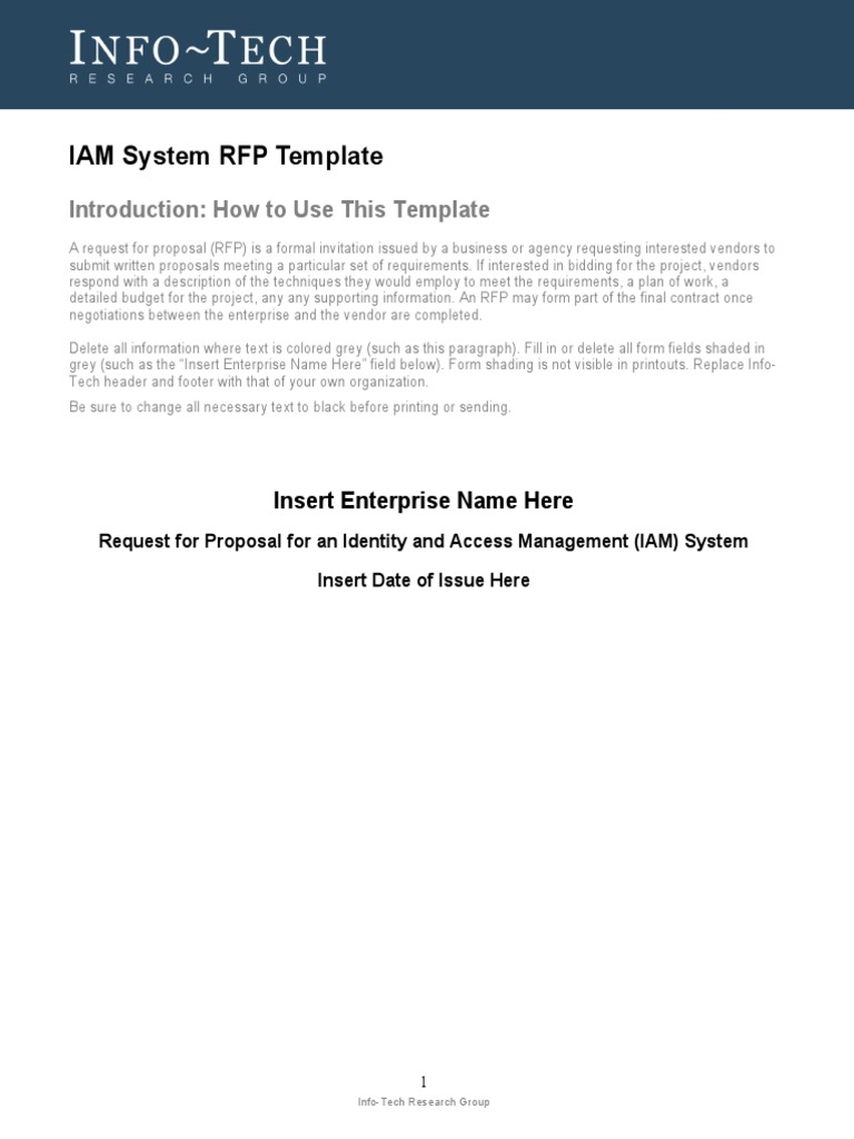IAM System RFP Template: Introduction: How To Use This Template | PDF ...