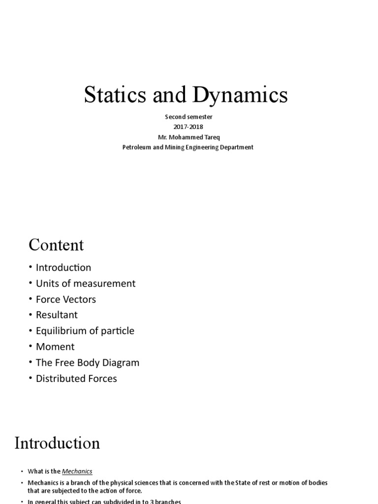 Analysis of Statics and Dynamics Concepts | PDF | Torque | Force