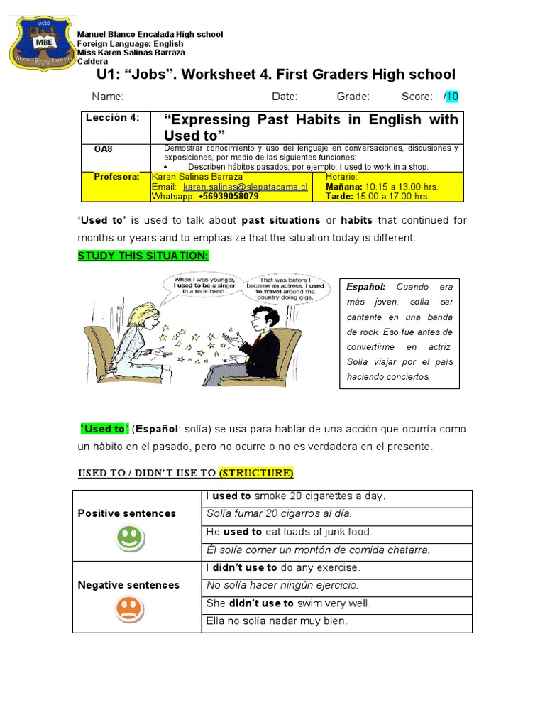 Expressing Past Habits 'Used To' | PDF