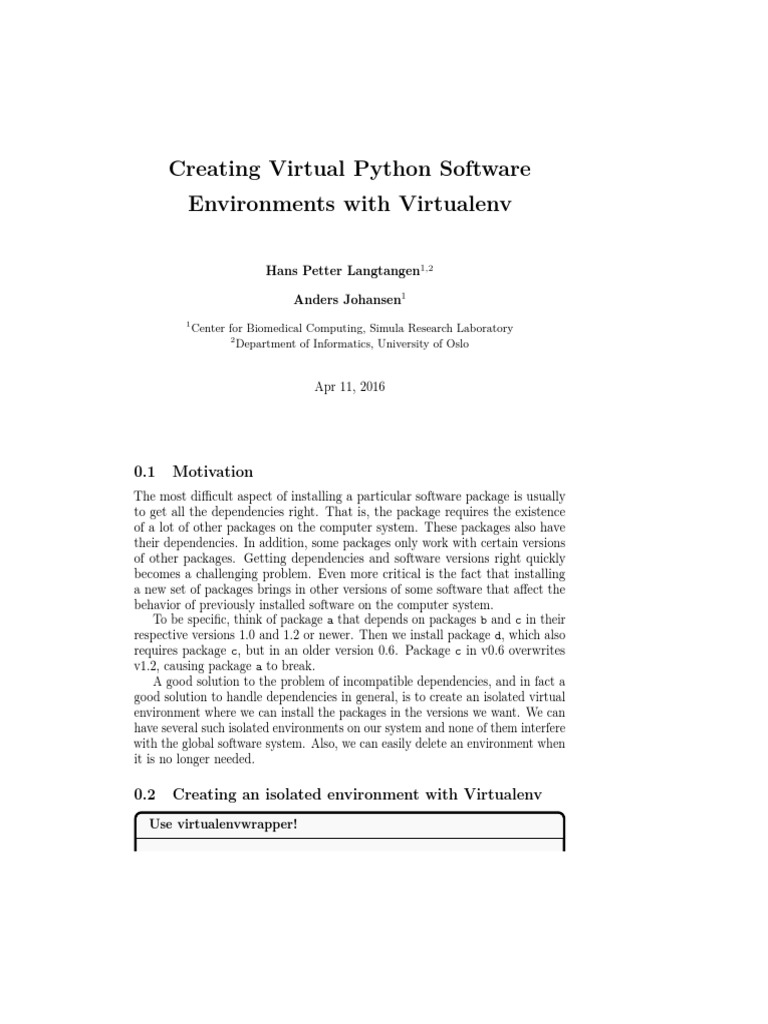 Creating Virtual Python Software Environments With Virtualenv Pdf Python Programming