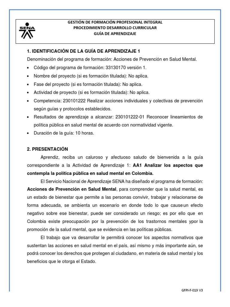Guia Aprendizaje Salud | PDF | Salud mental | Aprendizaje