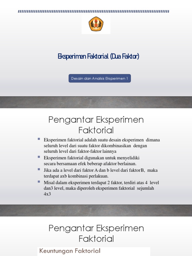 Eksperimen Faktorial | PDF