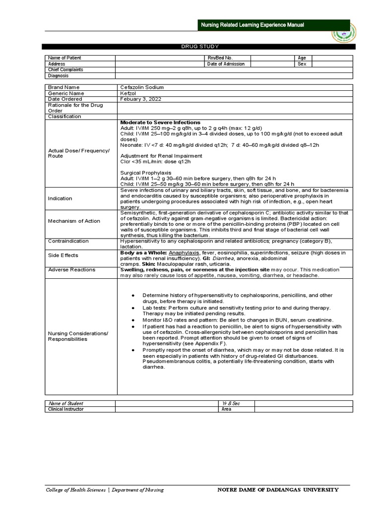 Drug Study | PDF | Medical Specialties | Clinical Medicine