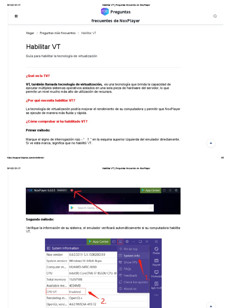Habilitar VT en NoxPlayer: Guía Rápida | PDF | Software del sistema ...