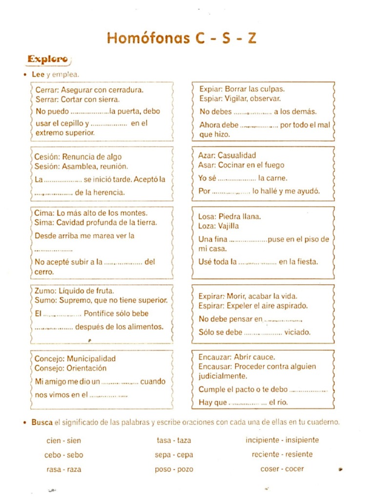 Homofonos Con S-C-Z | PDF