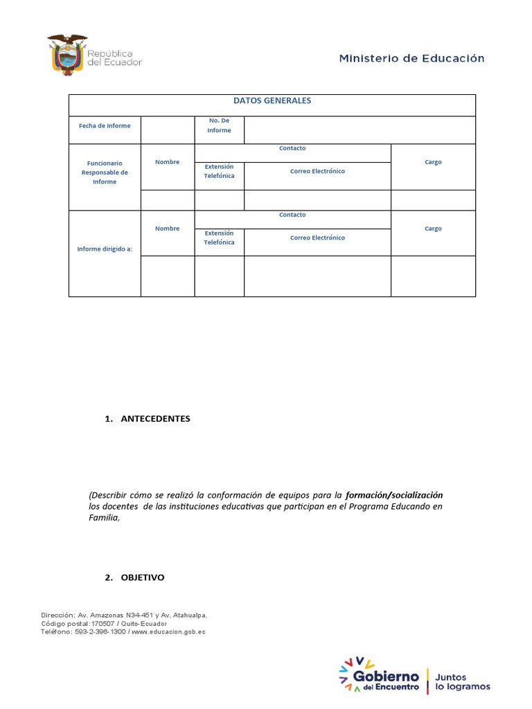INFORME DEL PROGRAMA EDUCANDO en FAMILIA | PDF