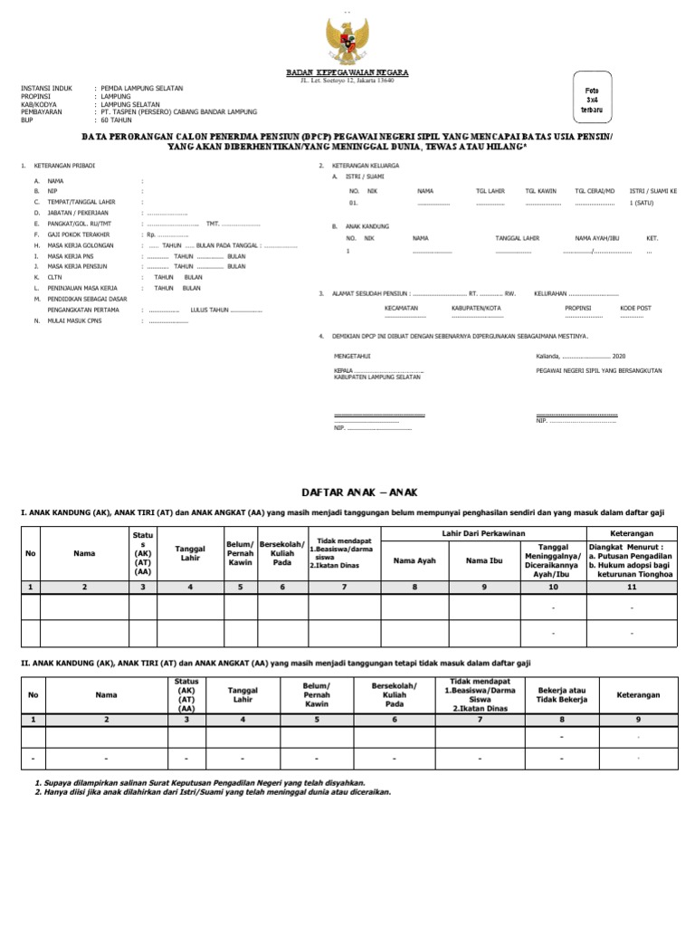 Blanko Blanko Pensiun | PDF