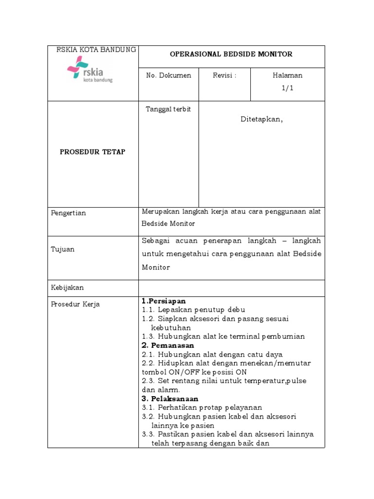 Panduan Penggunaan Bedside Monitor | PDF