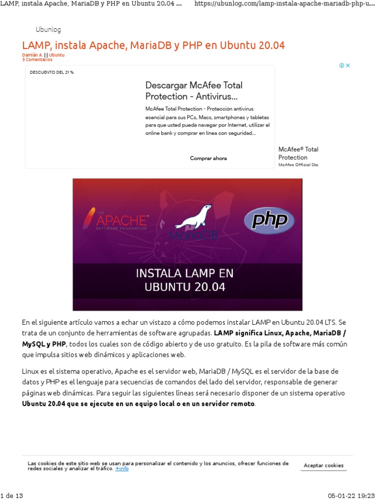 Lamp Instala Apache Mariadb Y Php En Ubuntu 2004 Ubunlog Pdf Servidor Apache Php 