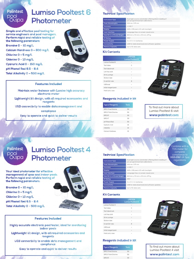 Lumiso Pooltest 6 Photometer: Features Included | PDF | Icon (Computing ...