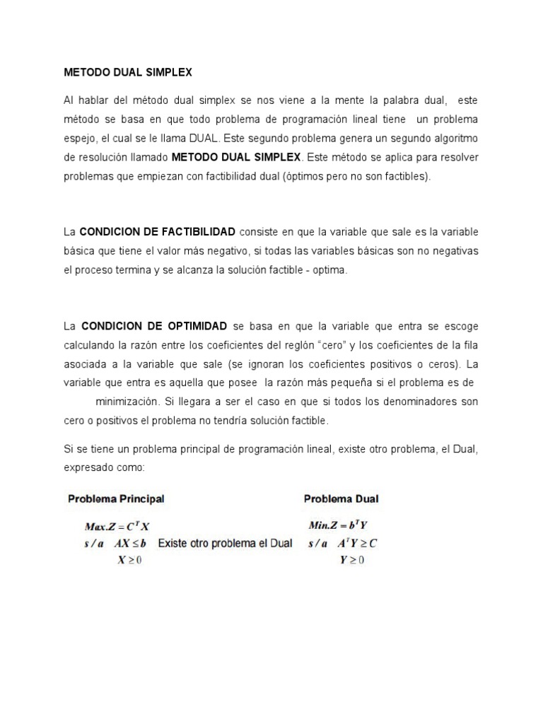 Metodo Dual Simplex Compress | PDF | Programación lineal | Álgebra