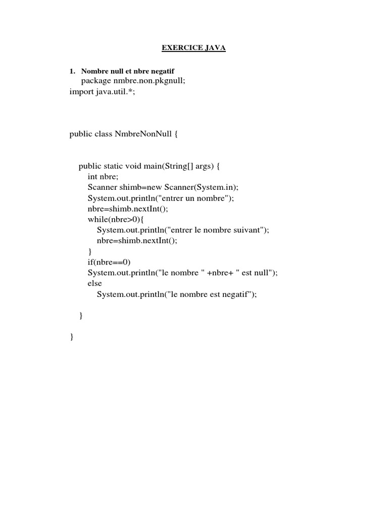 Exercice Java | PDF | Java (Langage de programmation) | Mathématiques
