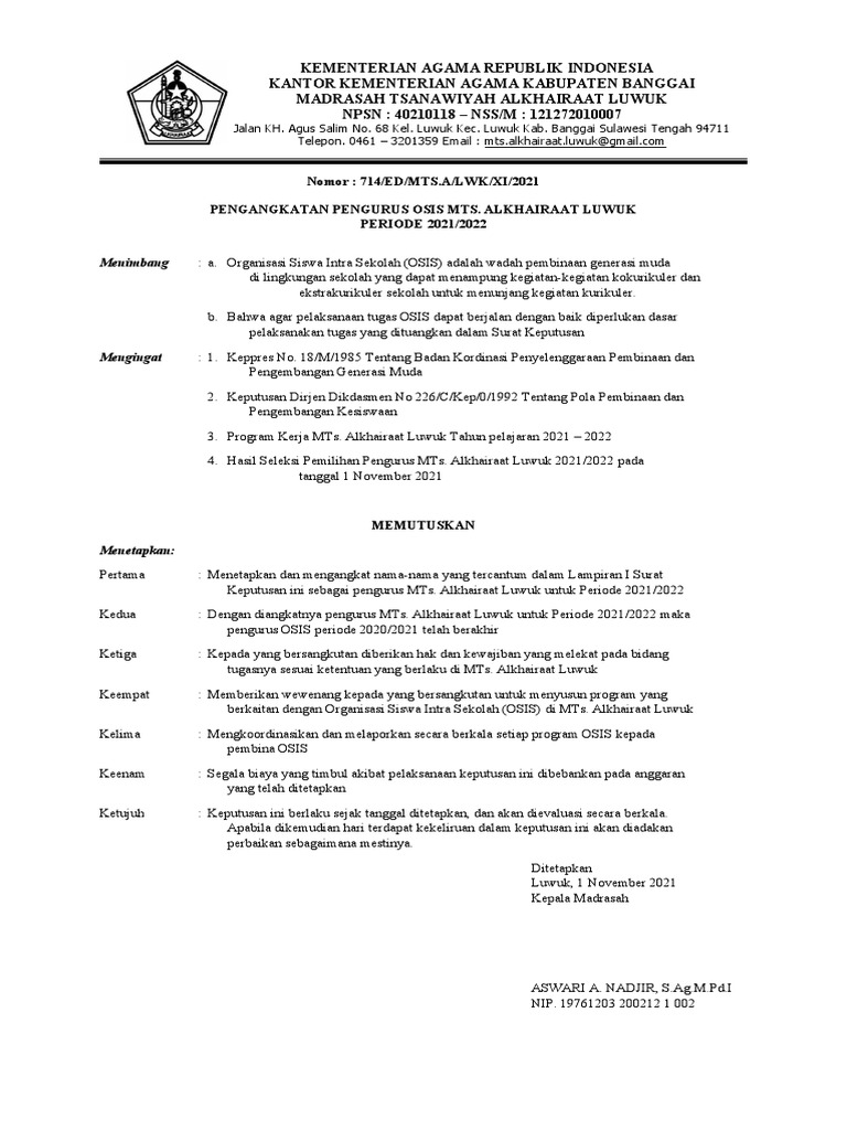 Surat Keterangan Osis | PDF