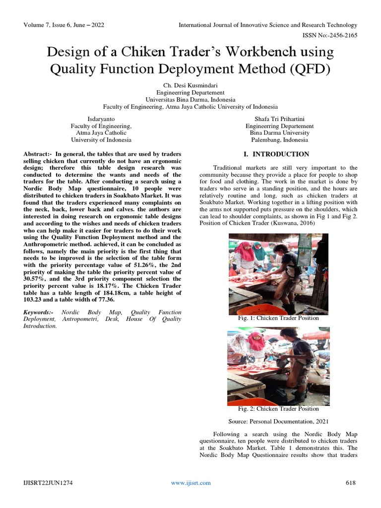 Design of a Chiken Trader’s Workbench Using Quality Function Deployment Method (QFD) | PDF ...