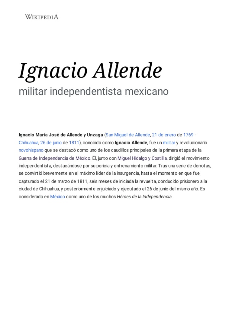 Ignacio Allende - Wikipedia, La Enciclopedia Libre | PDF | México ...