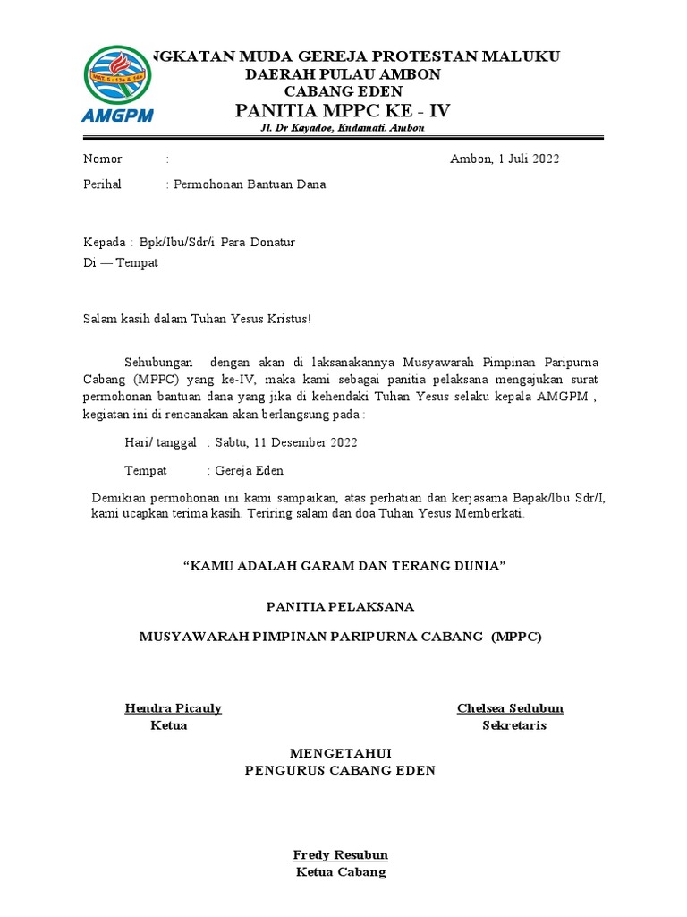 Proposal PANITIA MPPC AMGPM CABANG EDEN 2022 | PDF