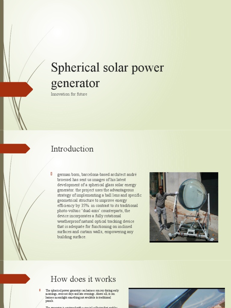 Spherical solar power generator collects energy from moonlight | PDF ...