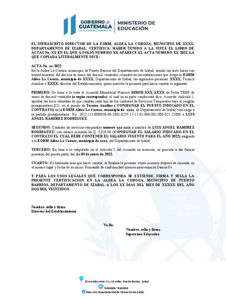 Modelo de Acta | PDF | Gobierno