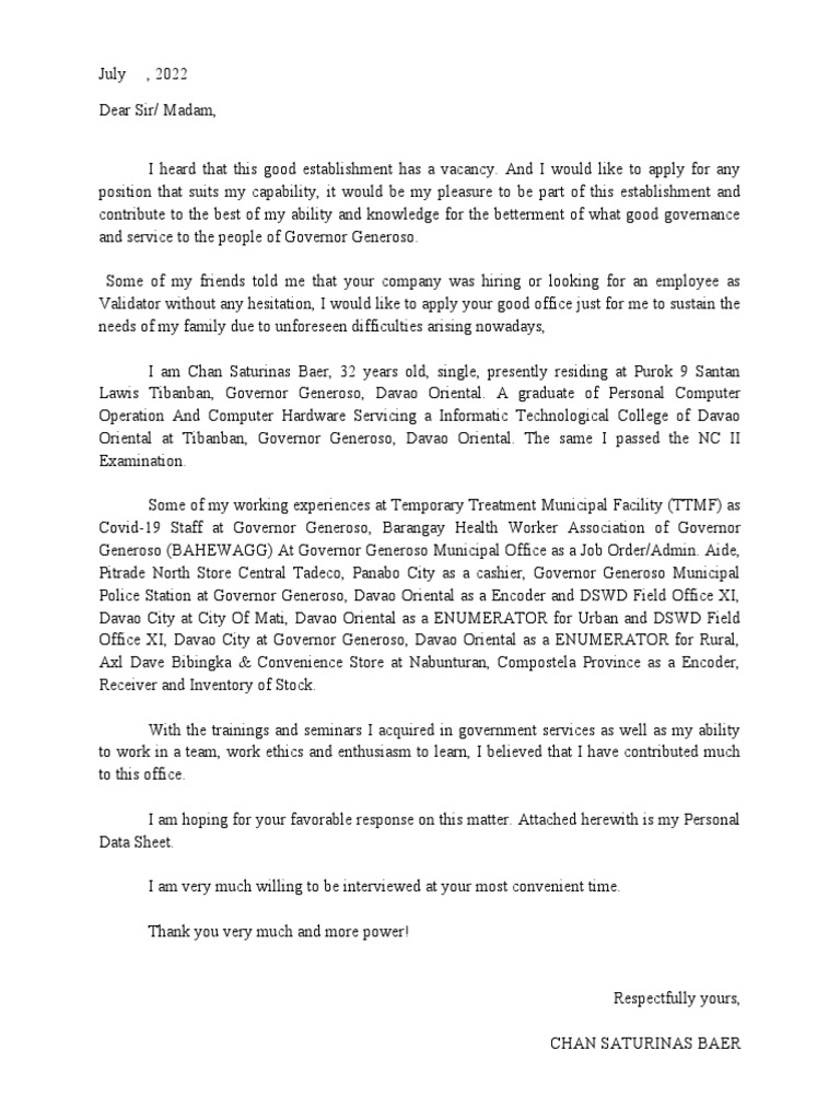 Final Application Letter July | PDF