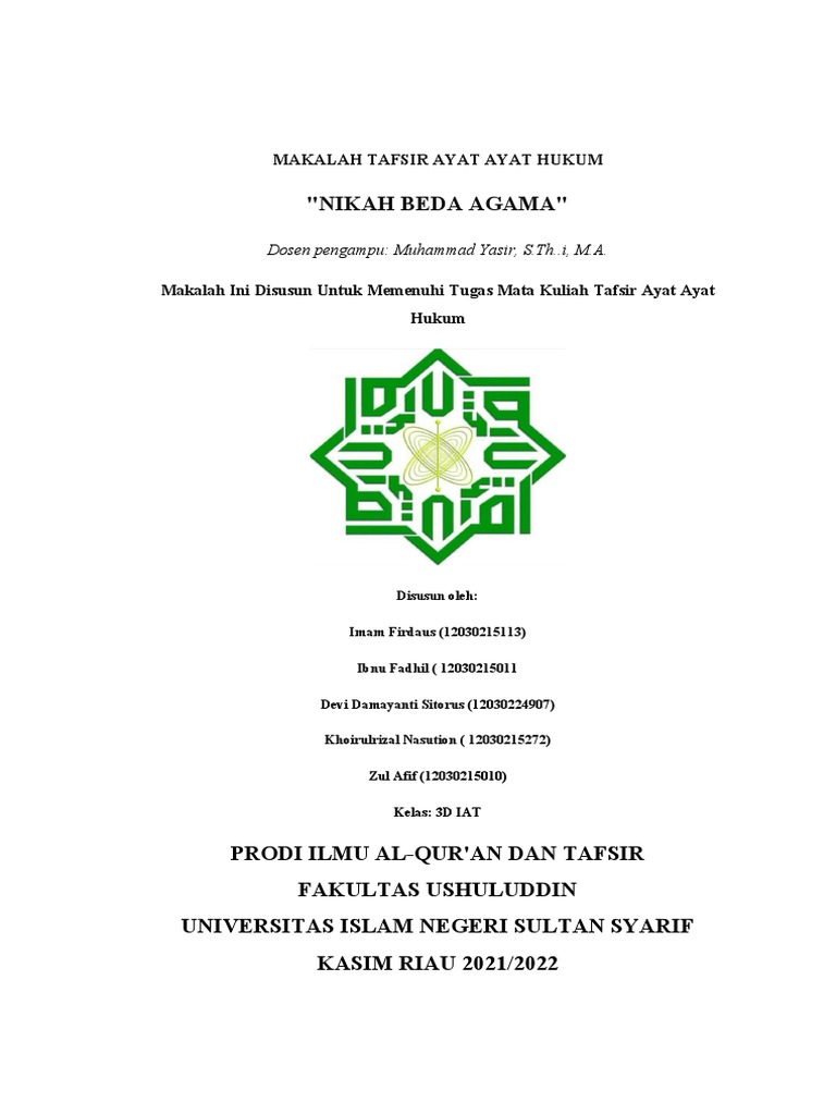 Kelompok 1 - Makalah Tafsir Ayat Ayat Nikah Be | PDF
