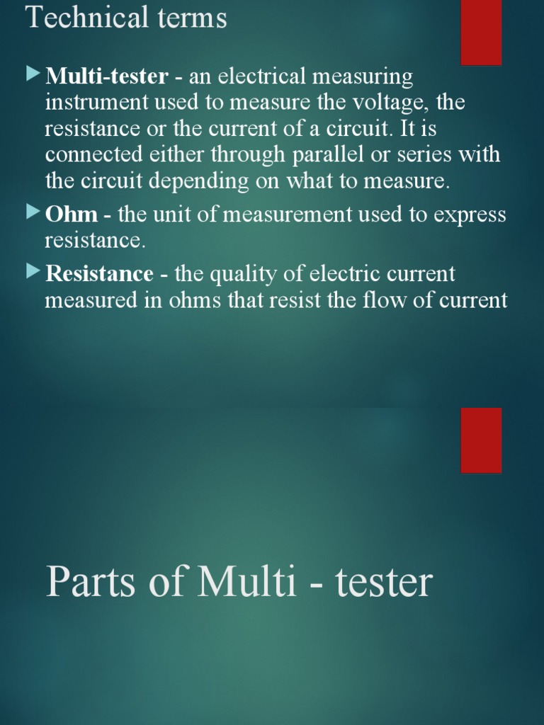 Different Parts of Multi-Tester and Their Functions | PDF | Electrical ...